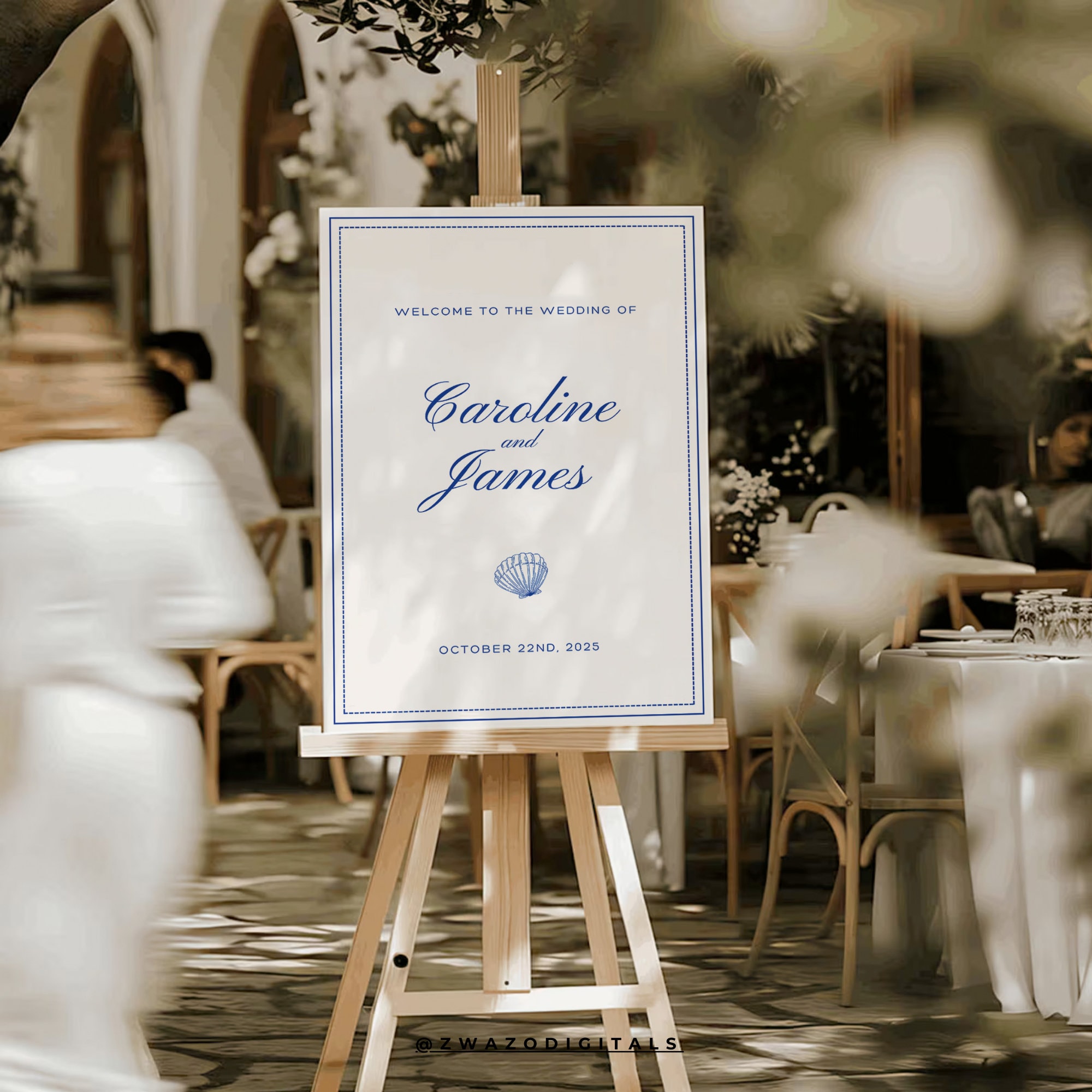 Seashell Wedding Welcome Sign Template, Beach Coastal Ocean, Canva ...