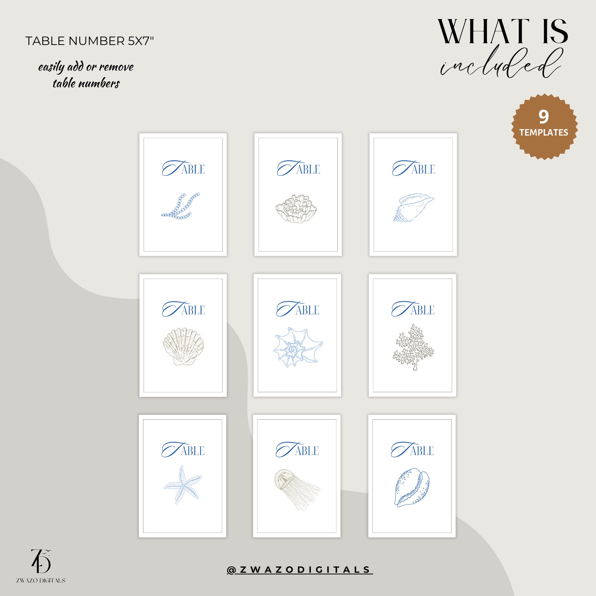 Beach Wedding Table Number Template, Reception Table Numbers, Wedding ...