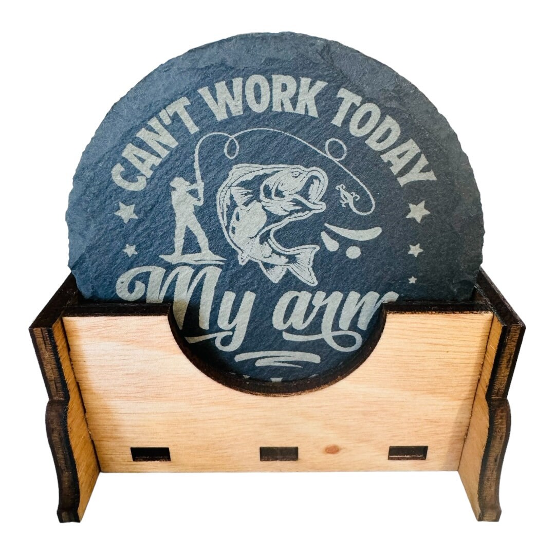 Slate Coasters Featuring the Theme of Fun Fishing Excuses From Work - Etsy