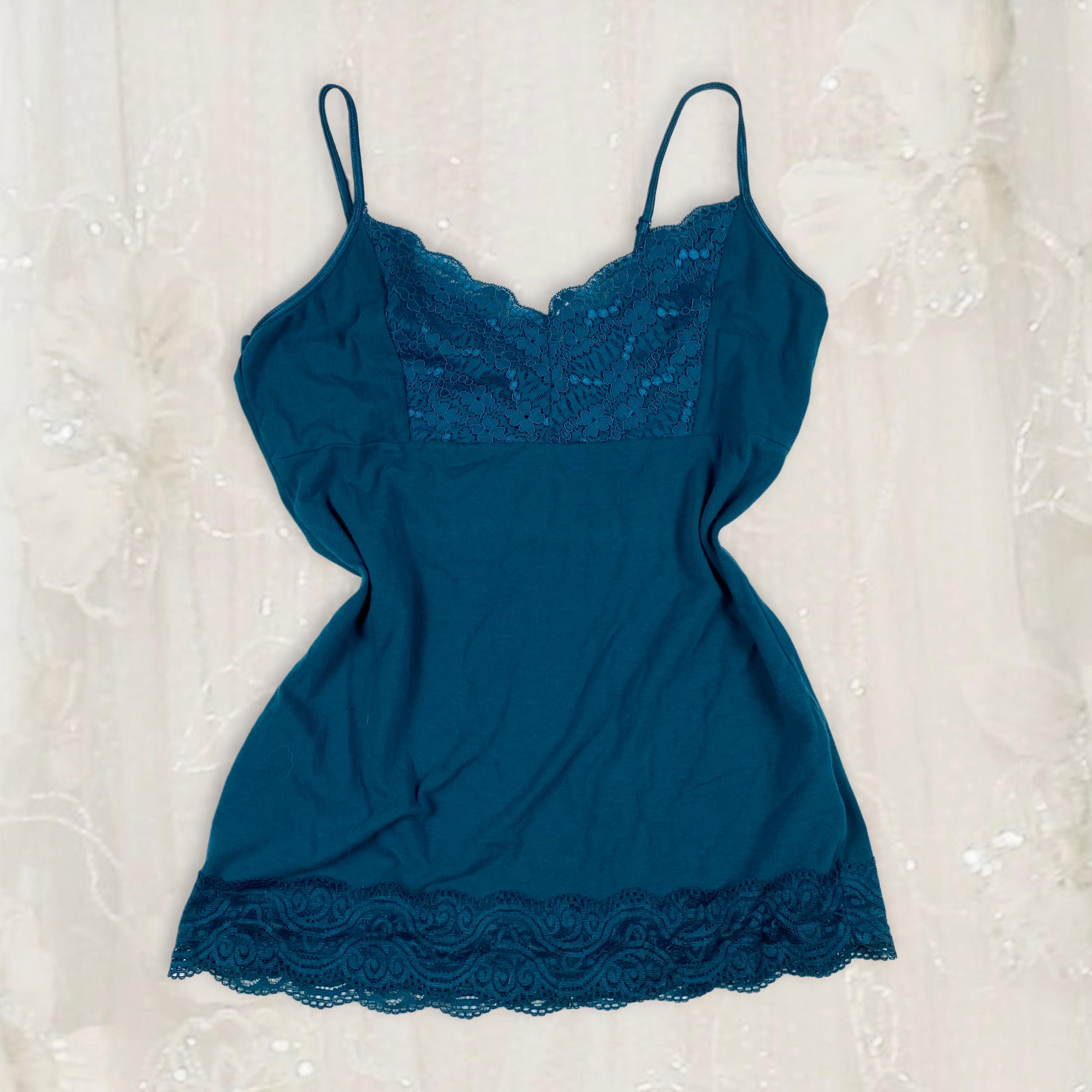 Early 2000s Costa Blanca Teal Lace Cami - Etsy