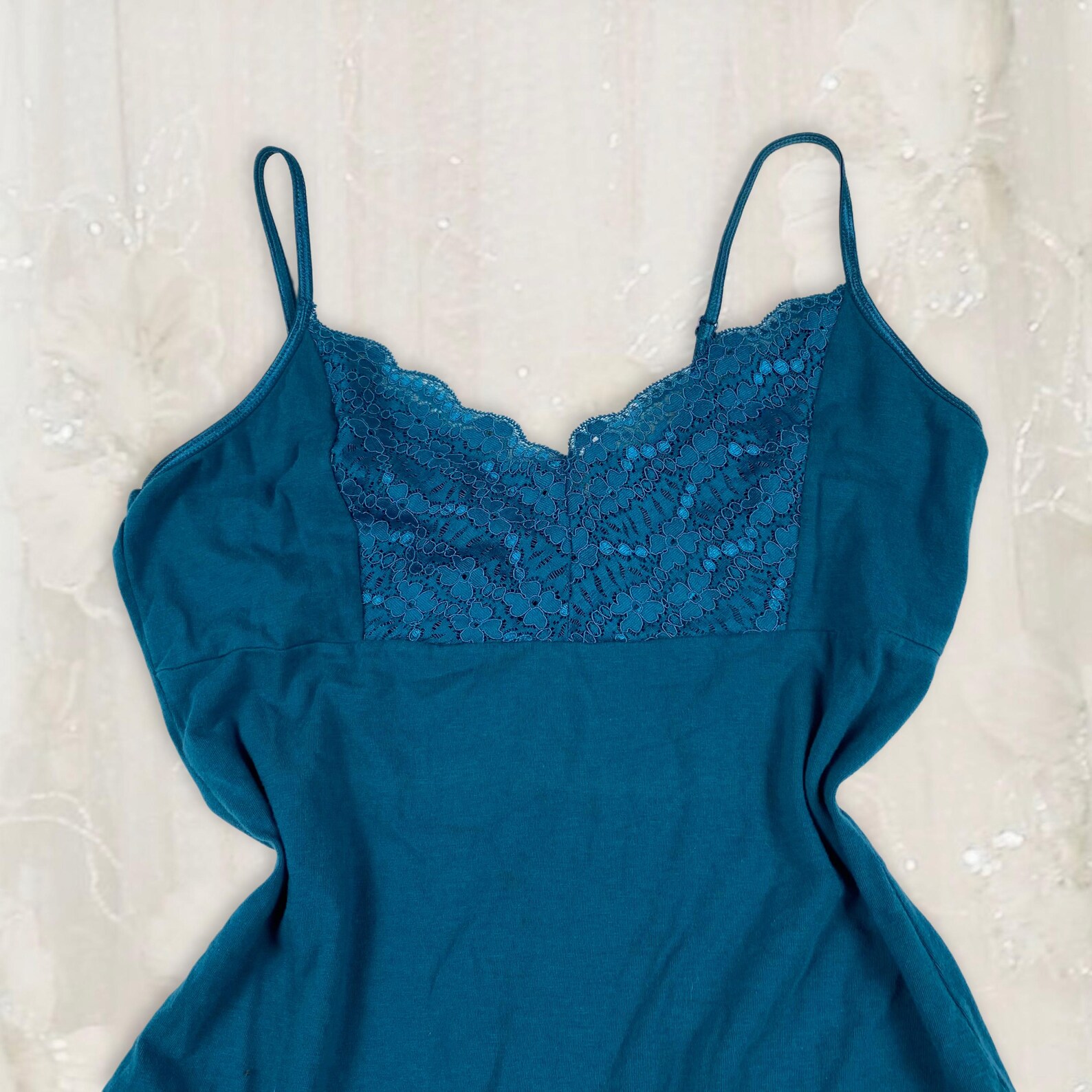 Early 2000s Costa Blanca Teal Lace Cami - Etsy