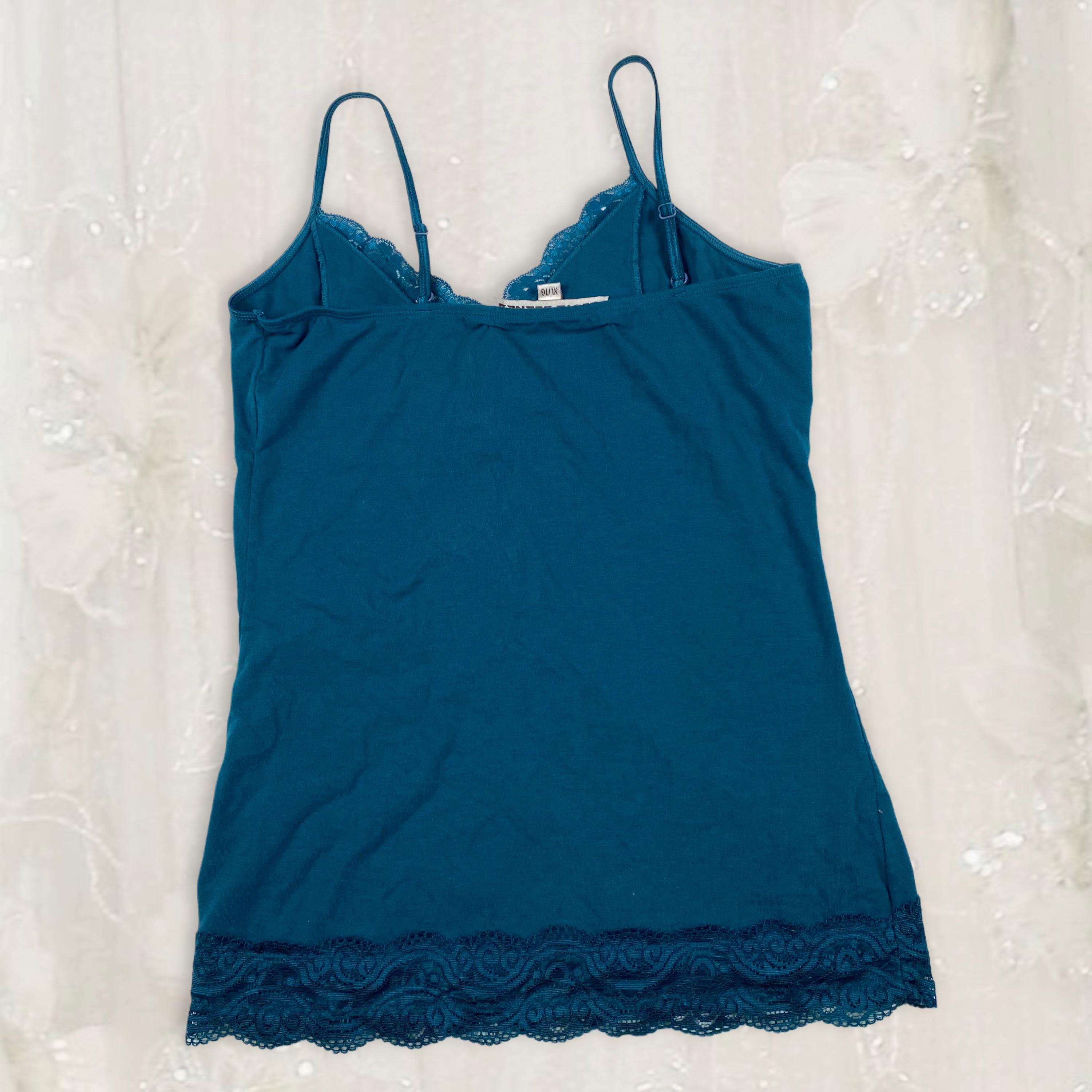 Early 2000s Costa Blanca Teal Lace Cami - Etsy