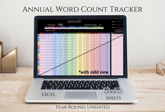 Annual Word Count Tracker Productivity and Habit Tracker for | Etsy