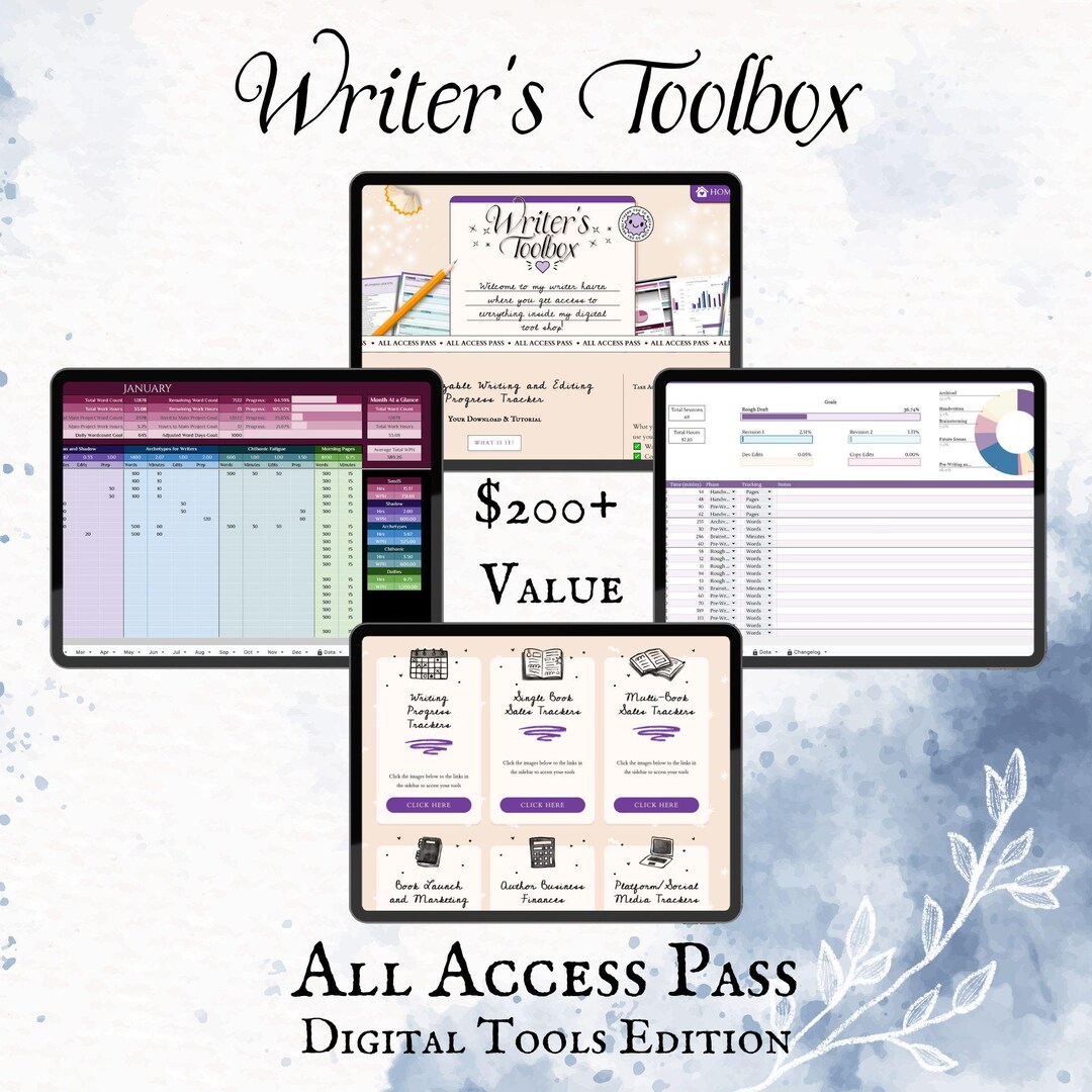 All Digital Tools - Writer's Toolbox - Whole Shop Bundle - Etsy
