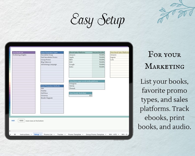Book Promotion Tracker - Launch and Marketing for Indie Authors - Etsy