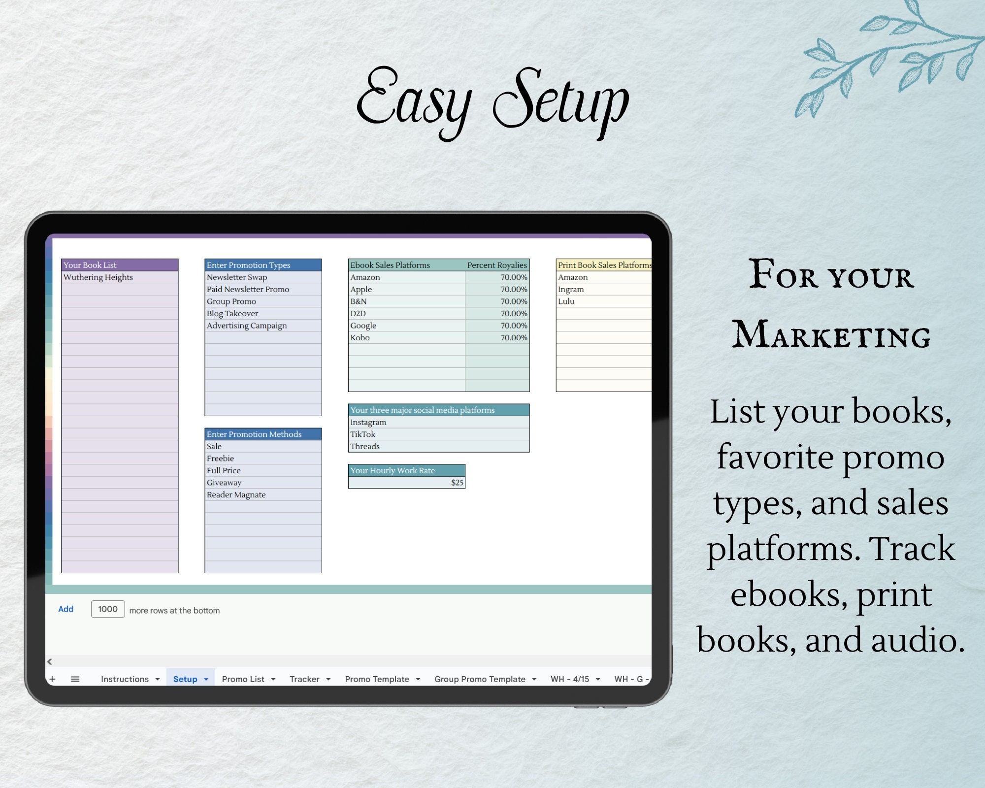 Book Promotion Tracker - Launch and Marketing for Indie Authors - Etsy