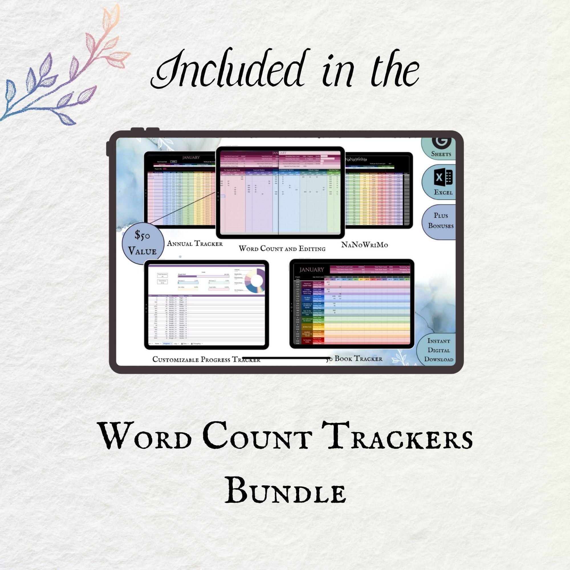 Annual Word Count Tracker - Productivity and Habit Tracker for Writers ...