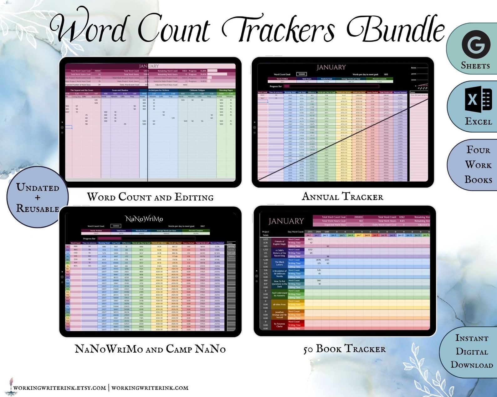 Word Count Tracker Bundle Productivity Tools for Writers to - Etsy