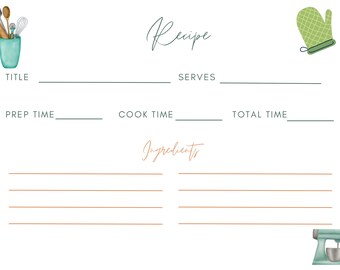 Printable Recipe Cards / Homestead Kitchen Recipe Cards / Digital ...