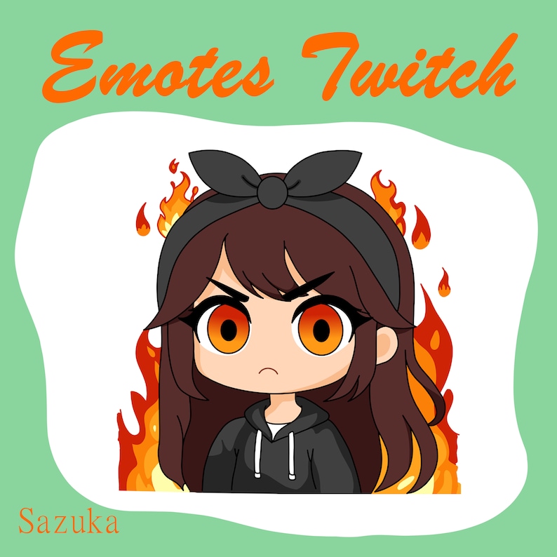 Emote for Live Streaming / Discord Twitch Youtube/ Brown Hair Girl ...