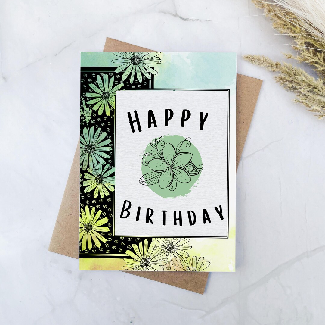 Floral Birthday Card | Happy Birthday Card | Simple Happy Birthday Card ...