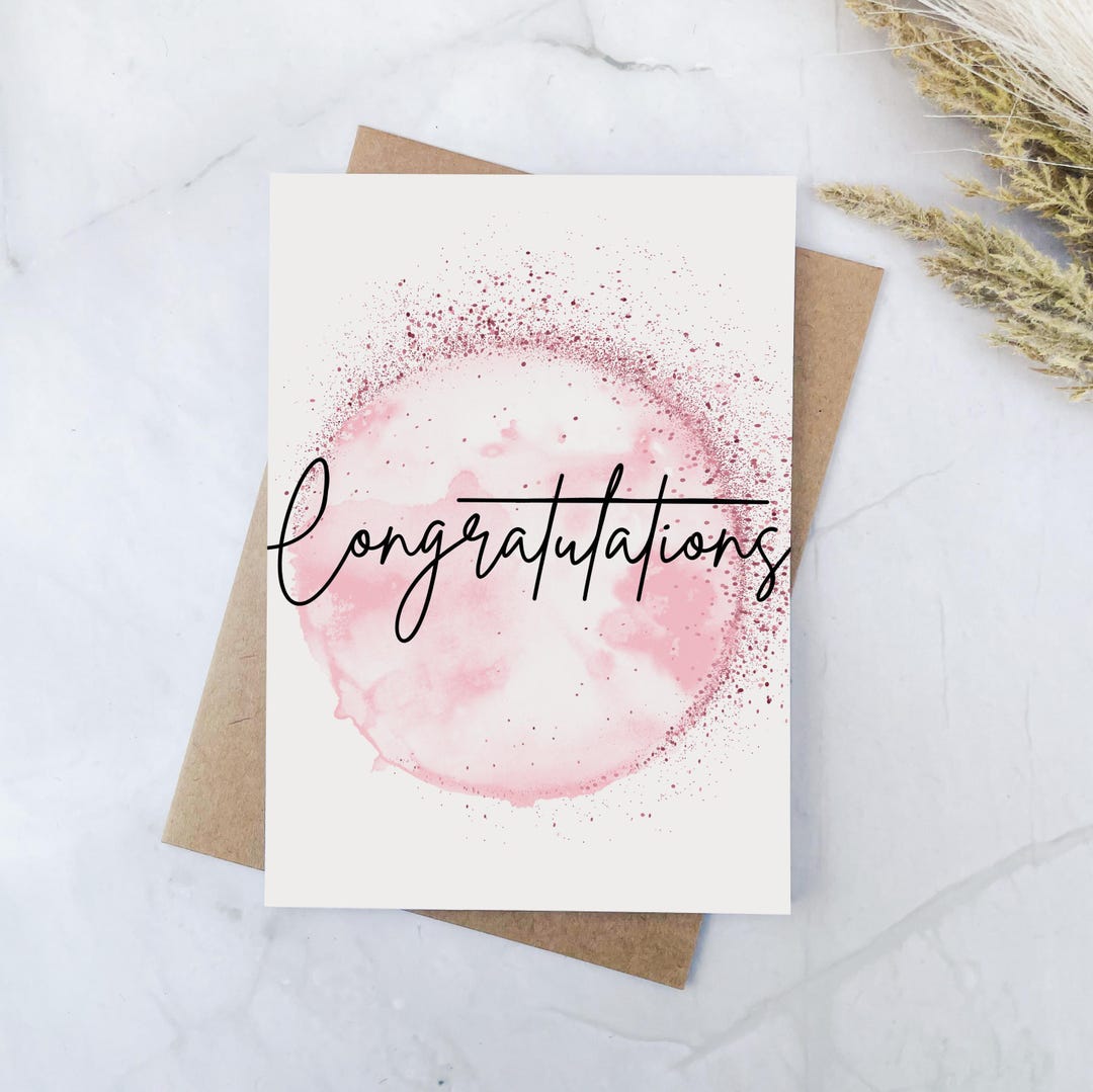 Simple Congrats Card | Pink Glitter Card | Celebration Card ...