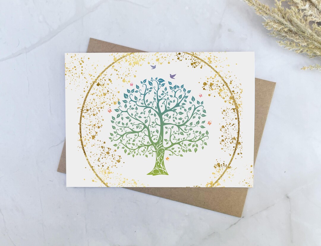 Blank Card | Green Tree Card | Blank Thank You Note | All Occasion Card ...