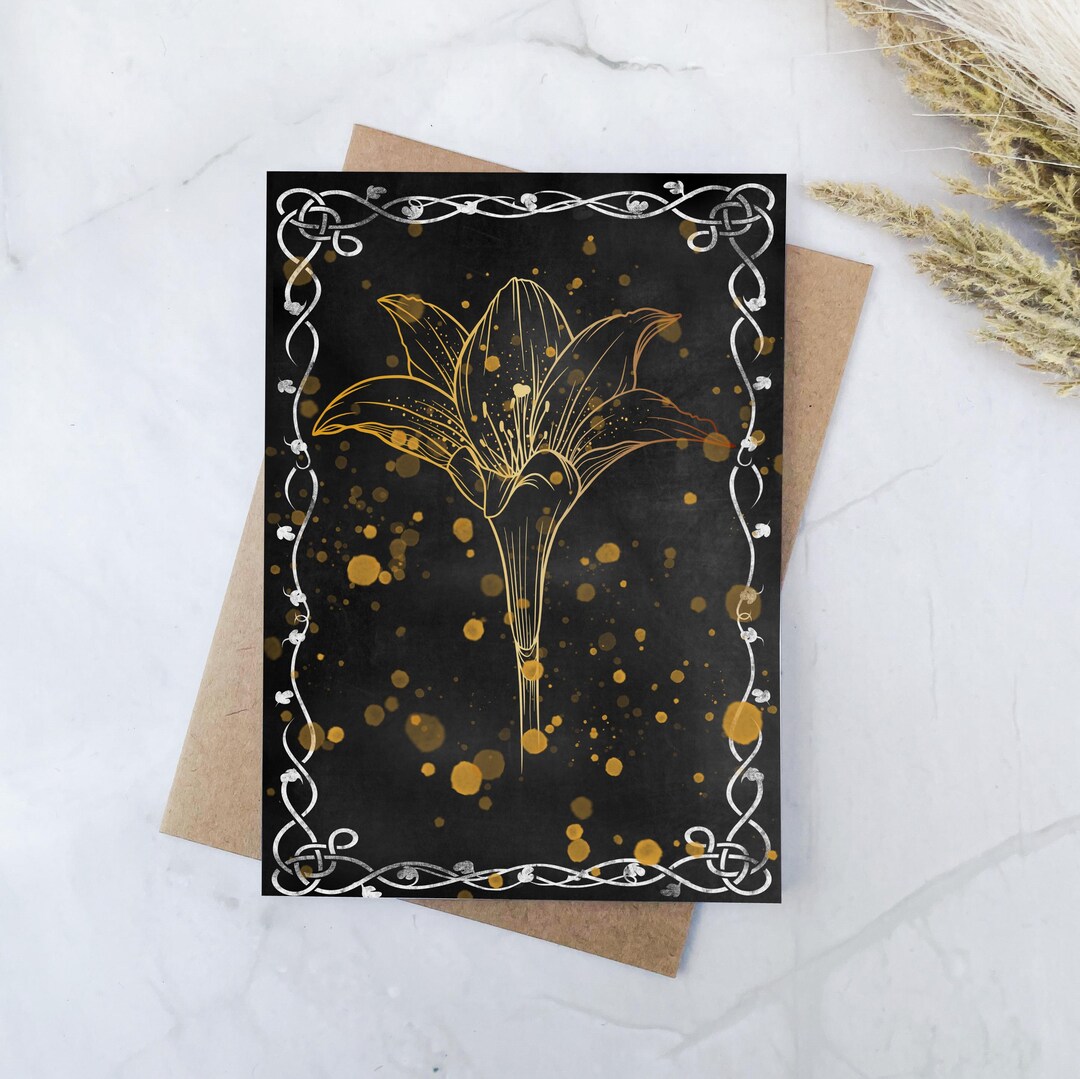 Blank Floral Card | Cute Black Blank Card | All-purpose Greeting Cards ...