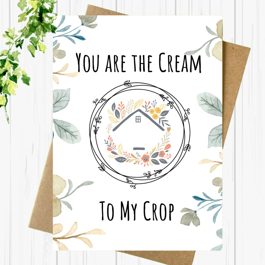 Cute Simple Greeting Card You Are the Cream to My Crop Floral Design ...