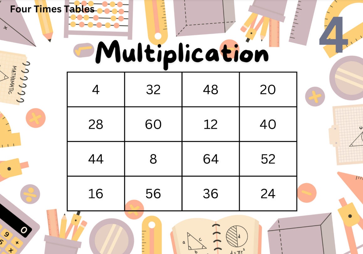 Multiplication Game four in a Row - Etsy