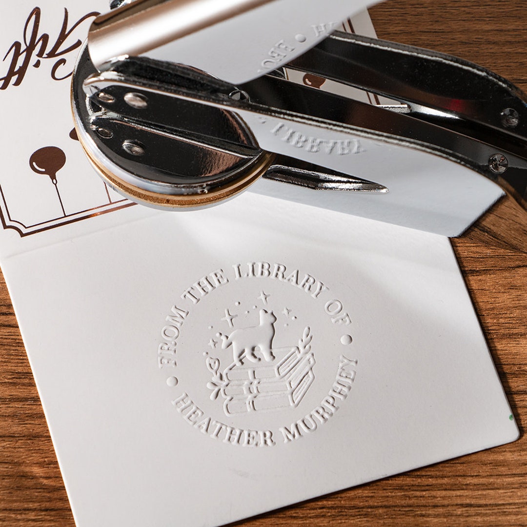 Initials Embossing Stamp,library Stamp,embosser Stamp,paper Embossing ...