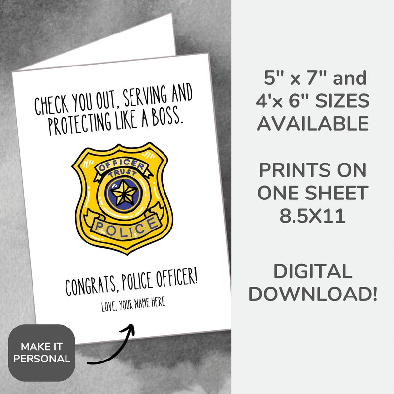 Police Officer Card - Etsy