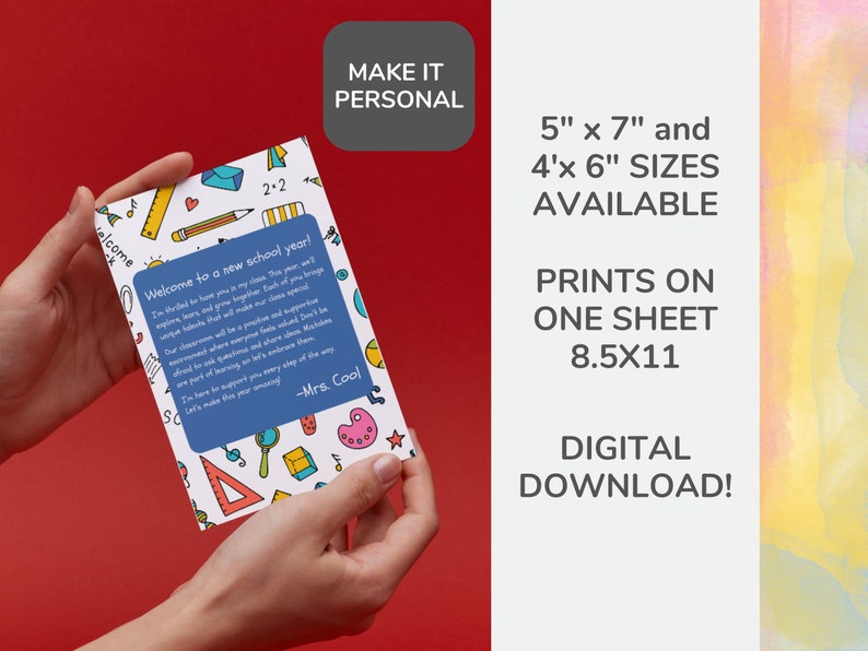 Fun ready to Learn Welcome Back Card Personalized Teacher-to-student ...