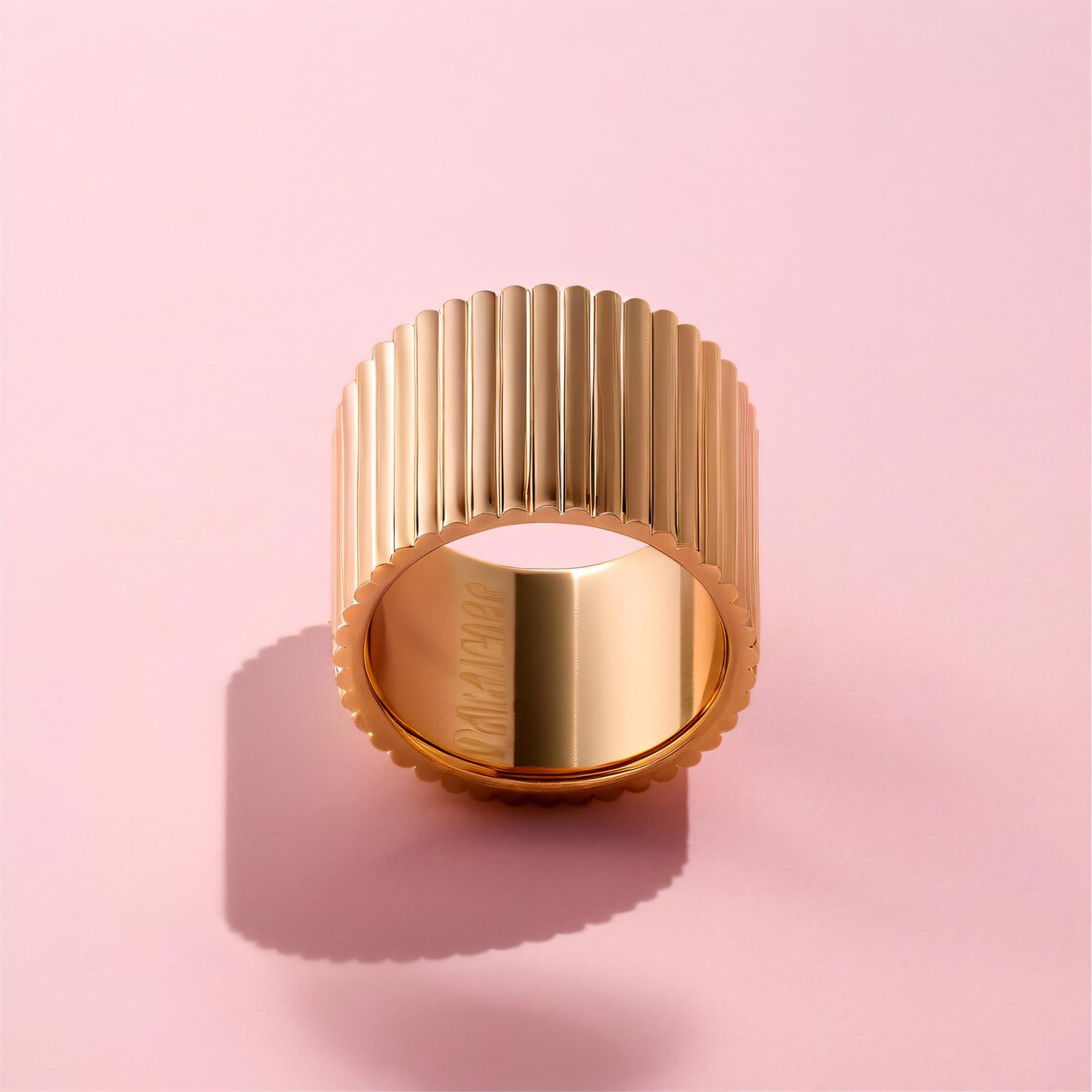 Rigatoni Pasta Ring, Rigatoni Noodle Jewelry, Thick Chunky Ring in Gold ...