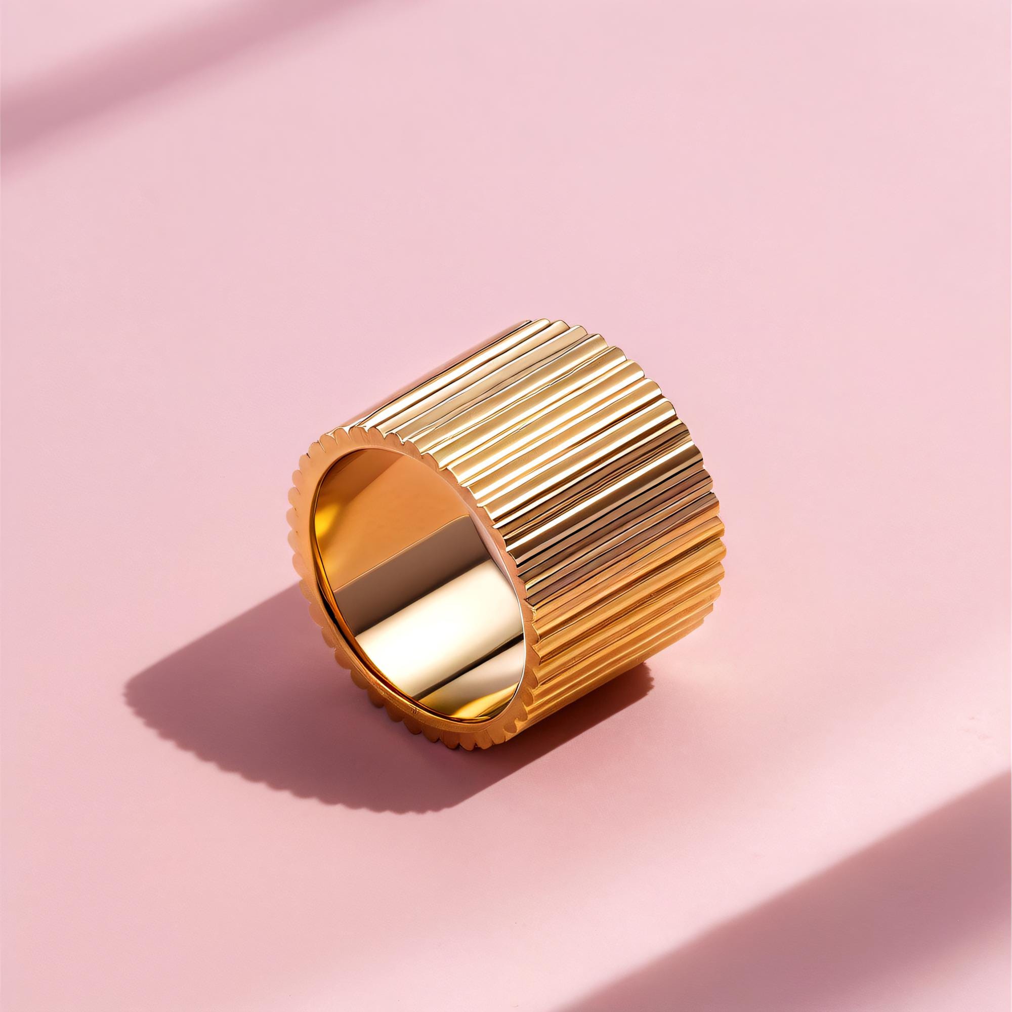 Rigatoni Pasta Ring, Rigatoni Noodle Jewelry, Thick Chunky Ring in Gold ...