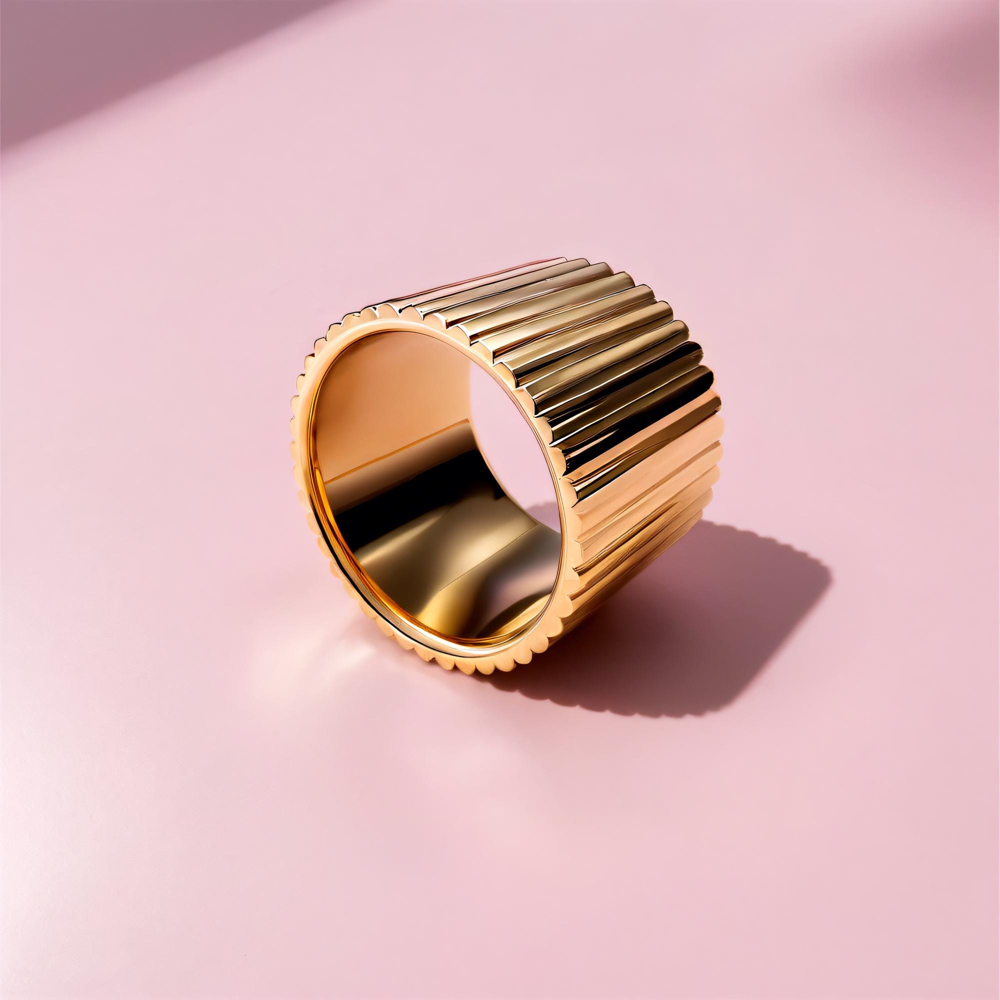 Rigatoni Pasta Ring, Rigatoni Noodle Jewelry, Thick Chunky Ring in Gold ...