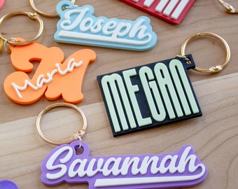 Personalized 3D Printed Name Keychain, Customizable Colorful Keyring ...