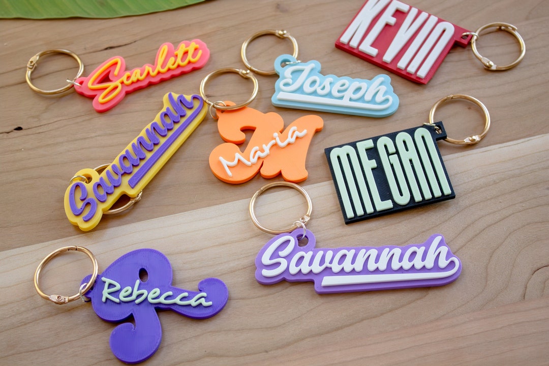 Personalized 3D Printed Name Keychain, Customizable Colorful Keyring ...