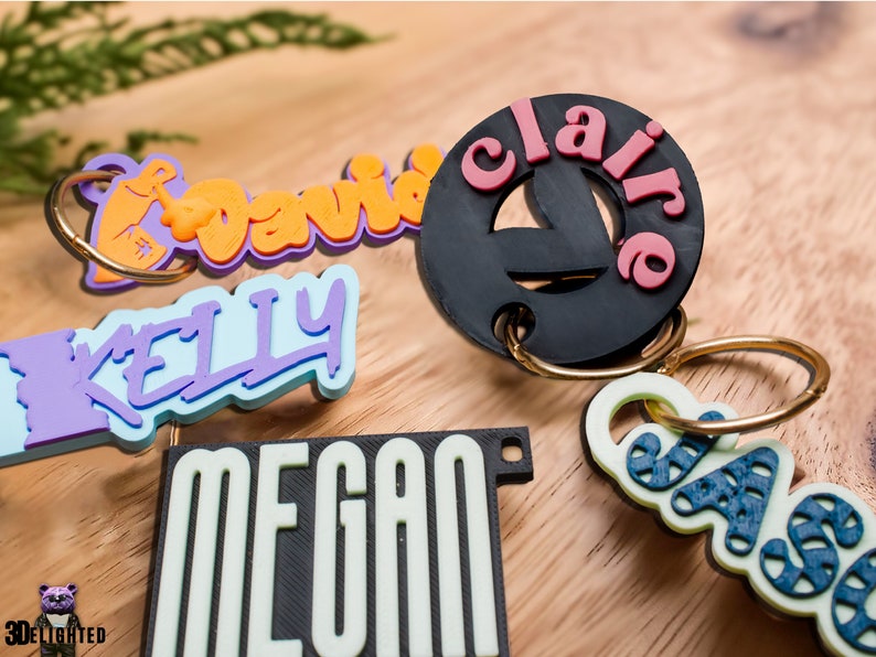 Personalized 3D Printed Name Keychain, Customizable Colorful Keyring ...