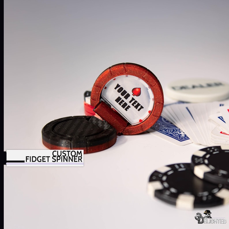 Custom Poker Chip Fidget Spinner - Personalized, Stress Relief, Casino ...