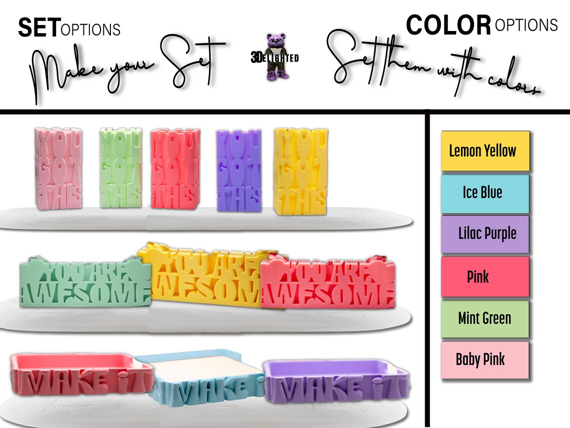 Colorful 3d-printed Affirmation Desk Organizers, You Got This, You Are ...