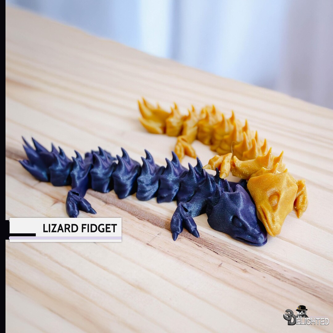 Flexible Lizard Fidget Toy, Colorful 3D Printed Desk Decor, Stress ...