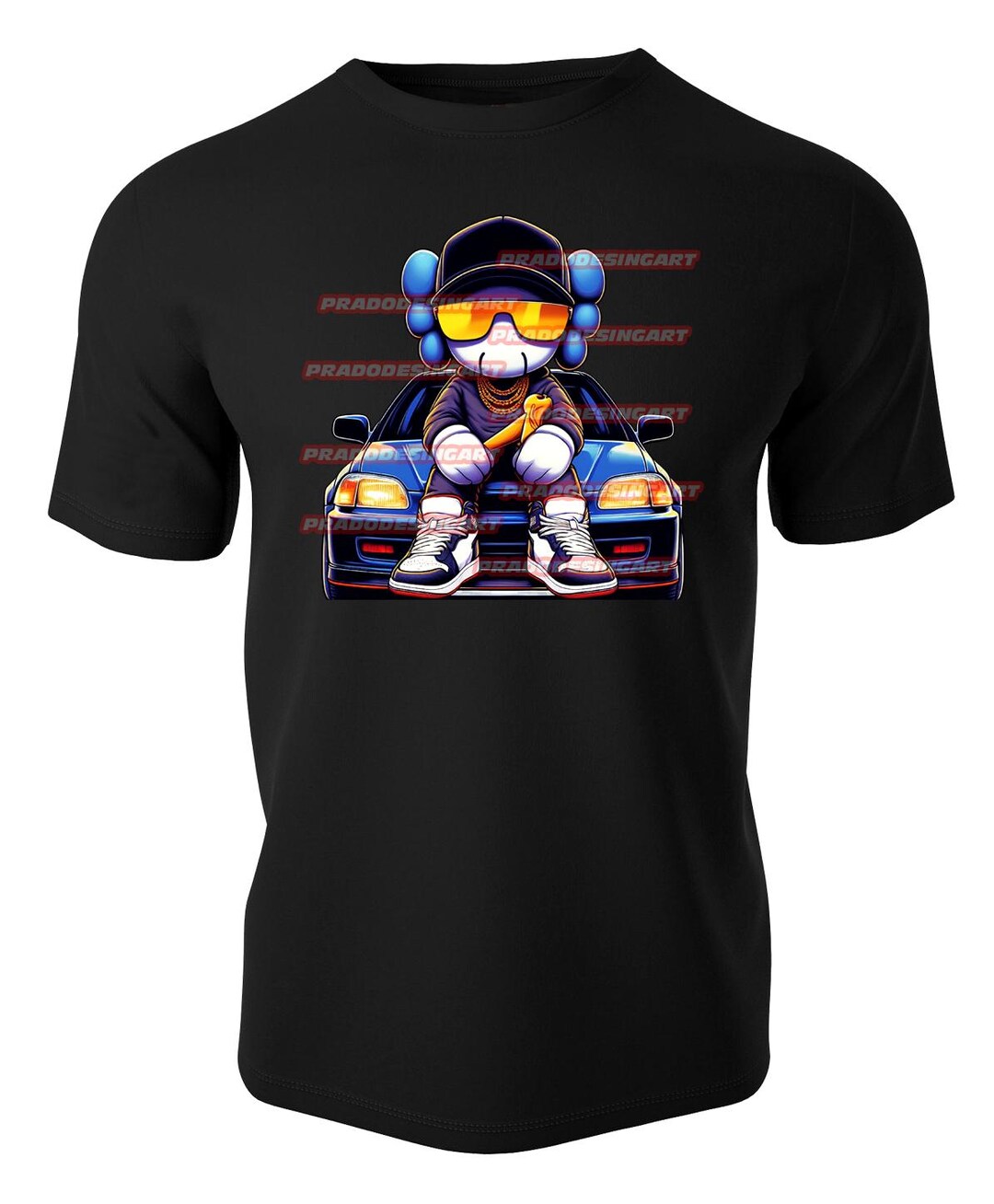 Honda Civic Jdm KAWS Teddy Bear Hip Hop Gaffiti Sneakers Hustle T-shirt ...