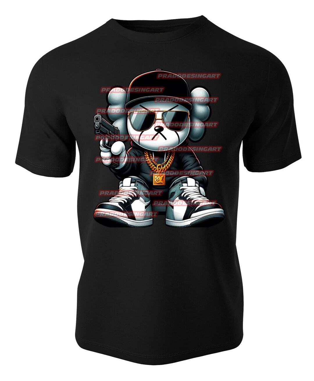 Kaws Money Teddy Bear Hip Hop Gaffiti Sneakers Hustle T-shirt Dtf ...