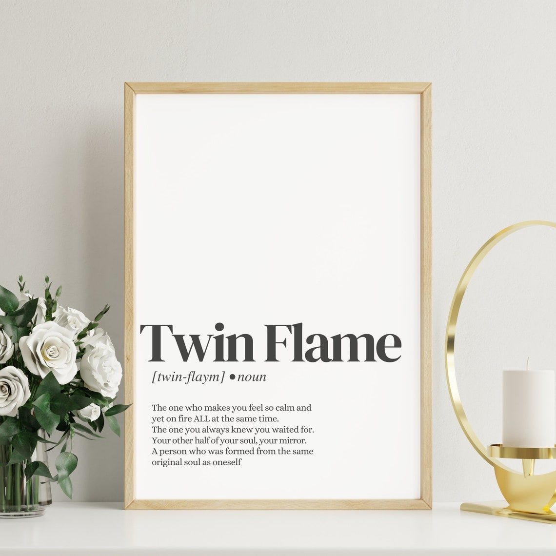 Twin Flame Definition Print, Minimalist, Dictionary Art Print ...