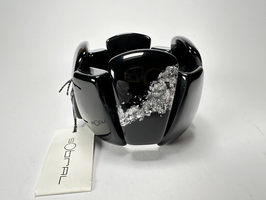 Official Sobral Metalique rimla Black & Silver Resin Bracelet 004498 - Etsy