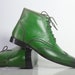 Handmade Green Color Genuine Leather Stylish Wing Tip Brogues Boots for ...