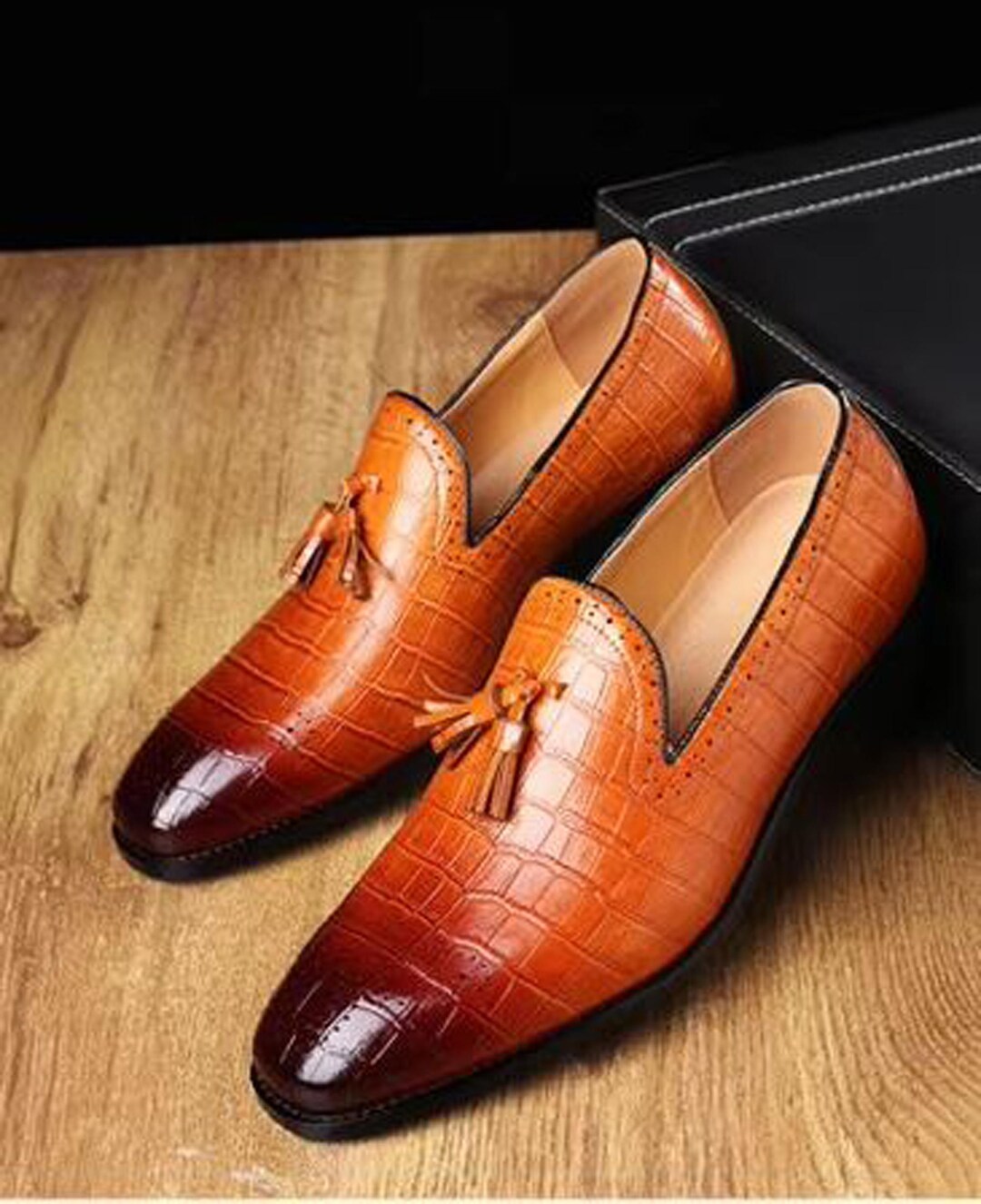 Handmade Genuine Alligator Textured Genuine Leather Stylish Tussled ...