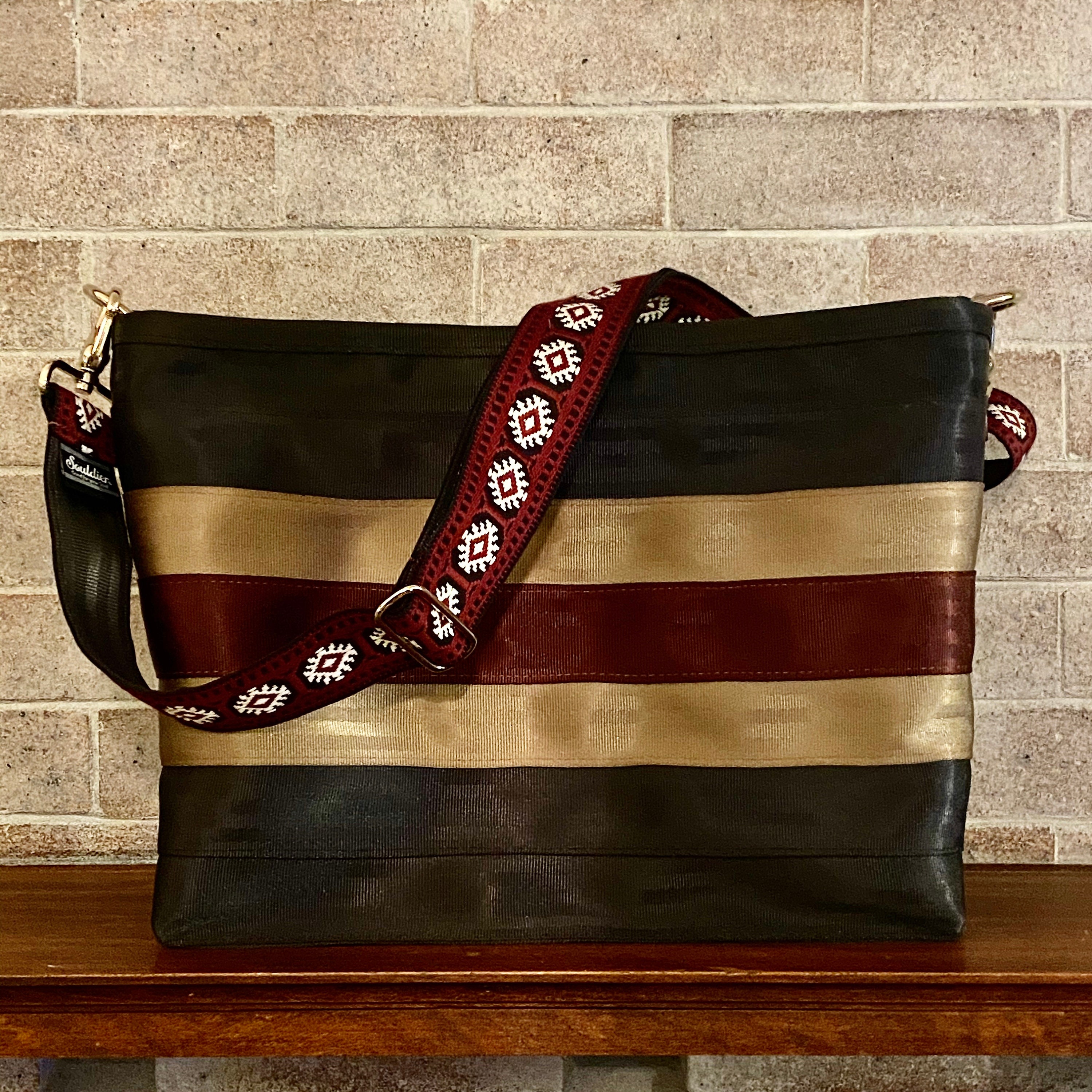 Hawthorne Racing Stripe - Recycled Seatbelt Messenger Bag by Souldier ...