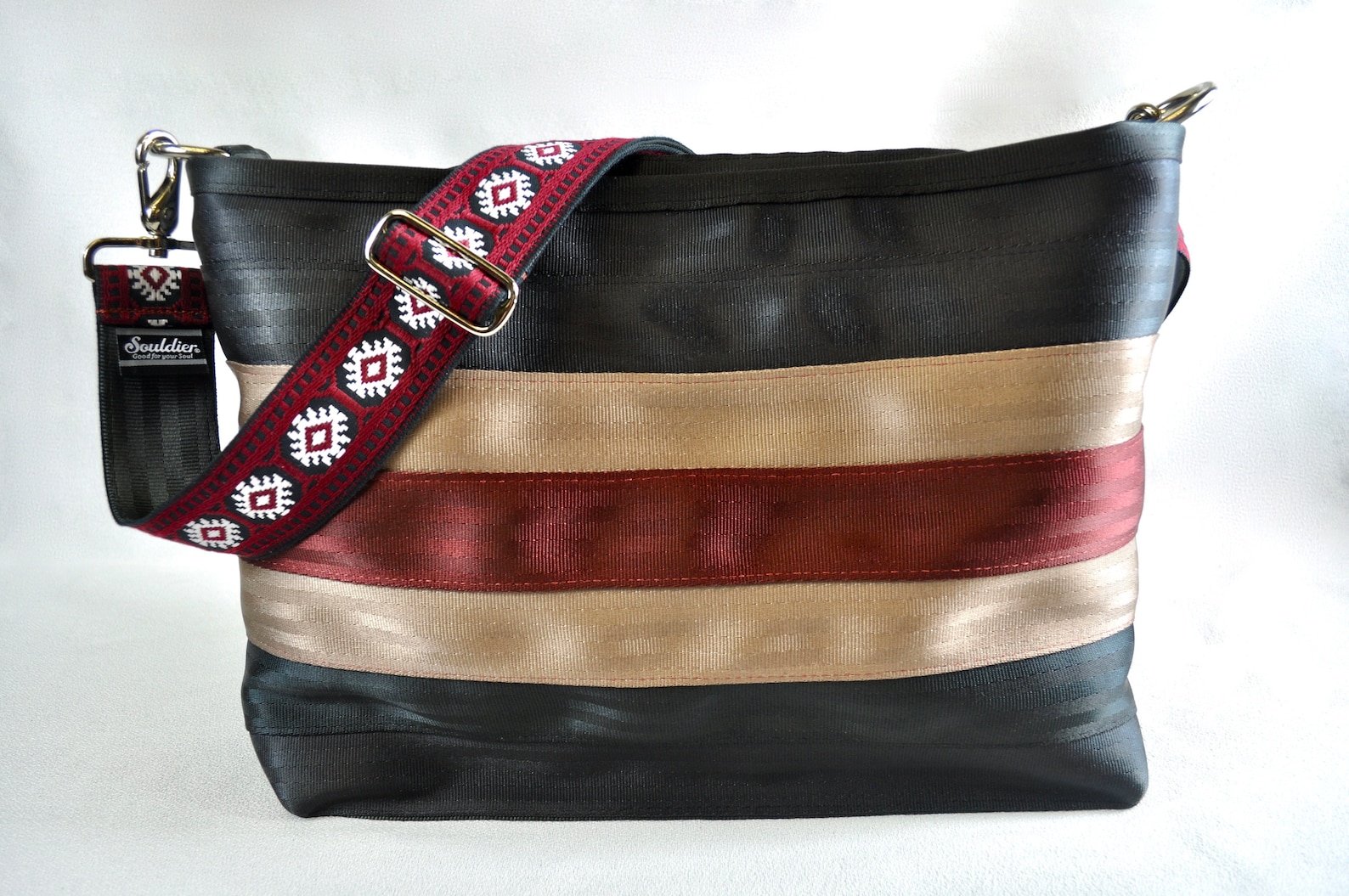 Hawthorne Racing Stripe - Recycled Seatbelt Messenger Bag by Souldier ...