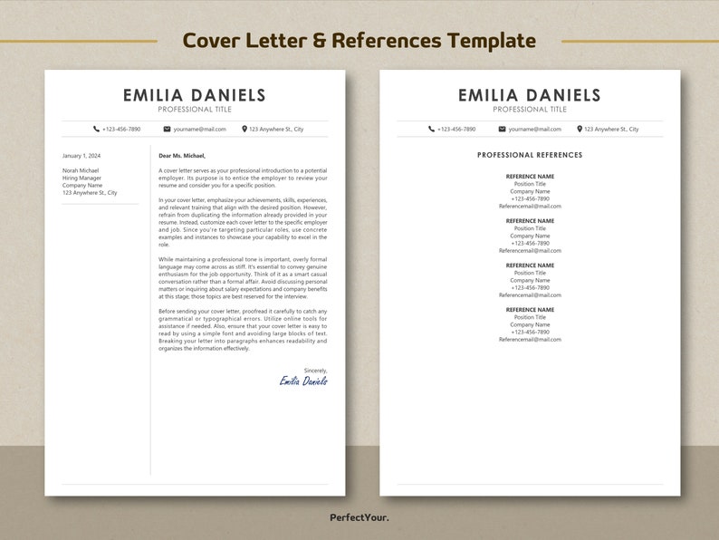 Minimalist, Modern Professional Resume/cv Template Cover Letter ...