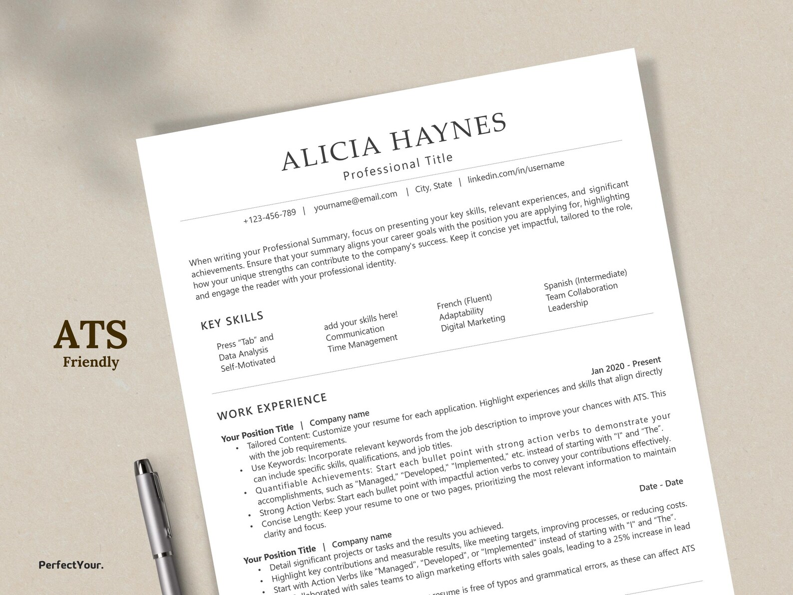 Clean ATS Resume Template Word With Cover Letter, References & Icons ...