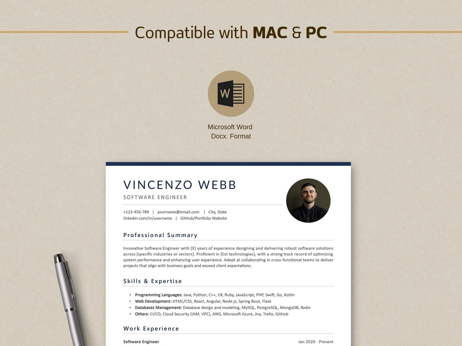 Best Software Engineer Resume With Photo & Cover Letter, Computer ...