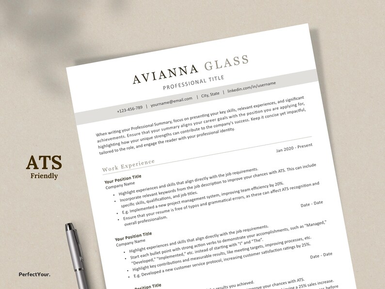 Professional Clean ATS Resume Template Word & Cover Letter, Executive ...
