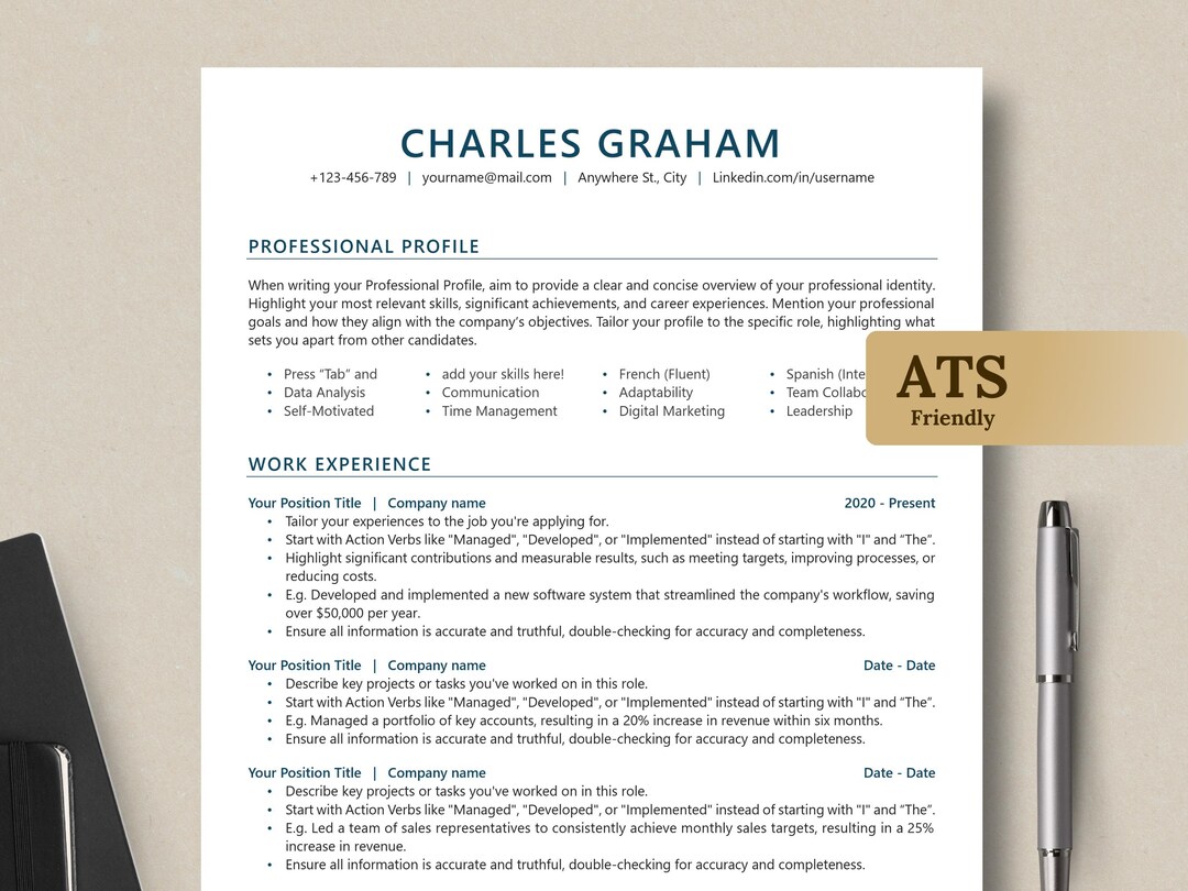 ATS Friendly Resume Template With Cover Letter, References Templates ...