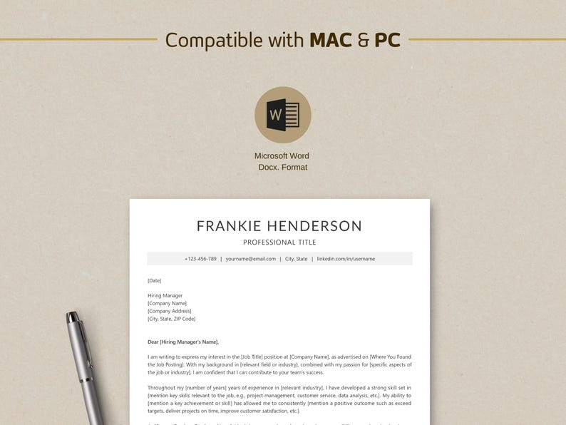 ATS Resume Cover Letter Template, Editable Sample (word, PDF) - Etsy UK