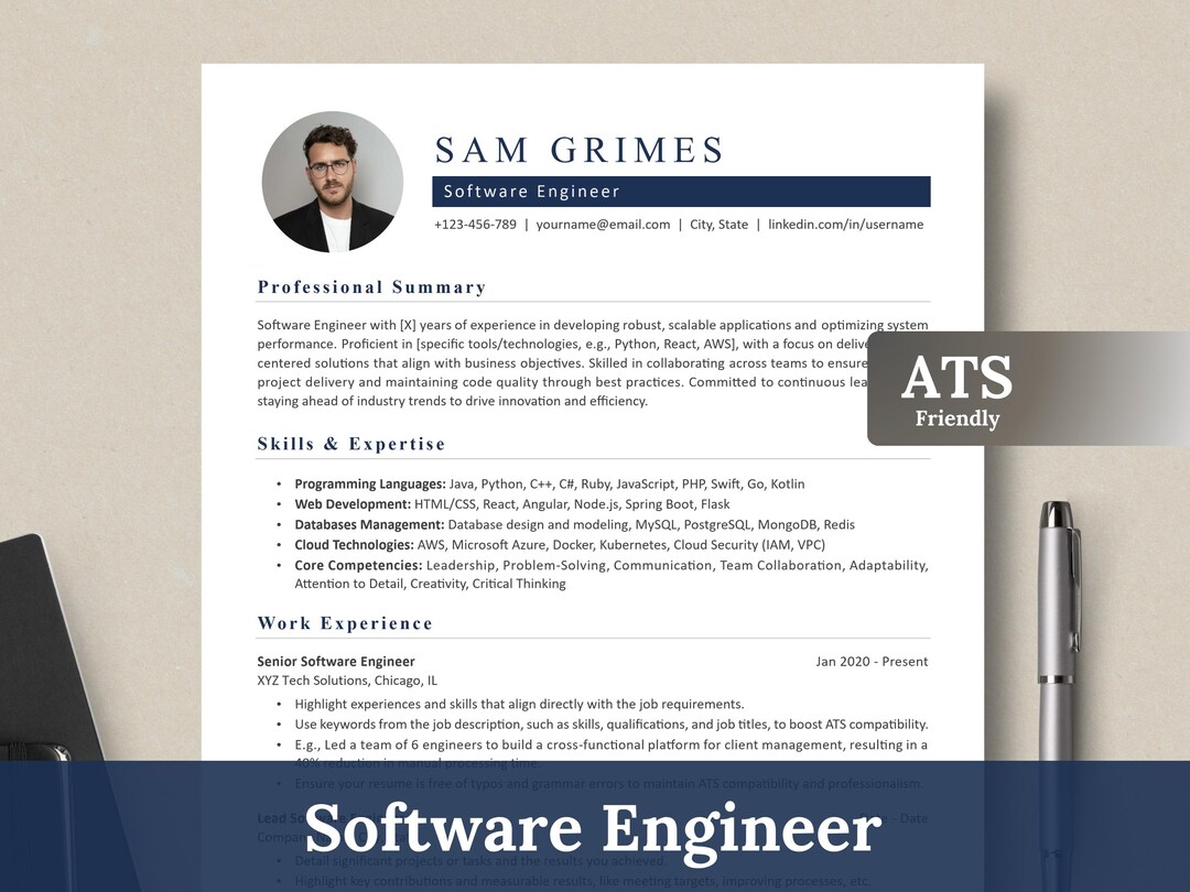 Software Engineer Resume Template: Modern ATS CV (word Format) - Etsy