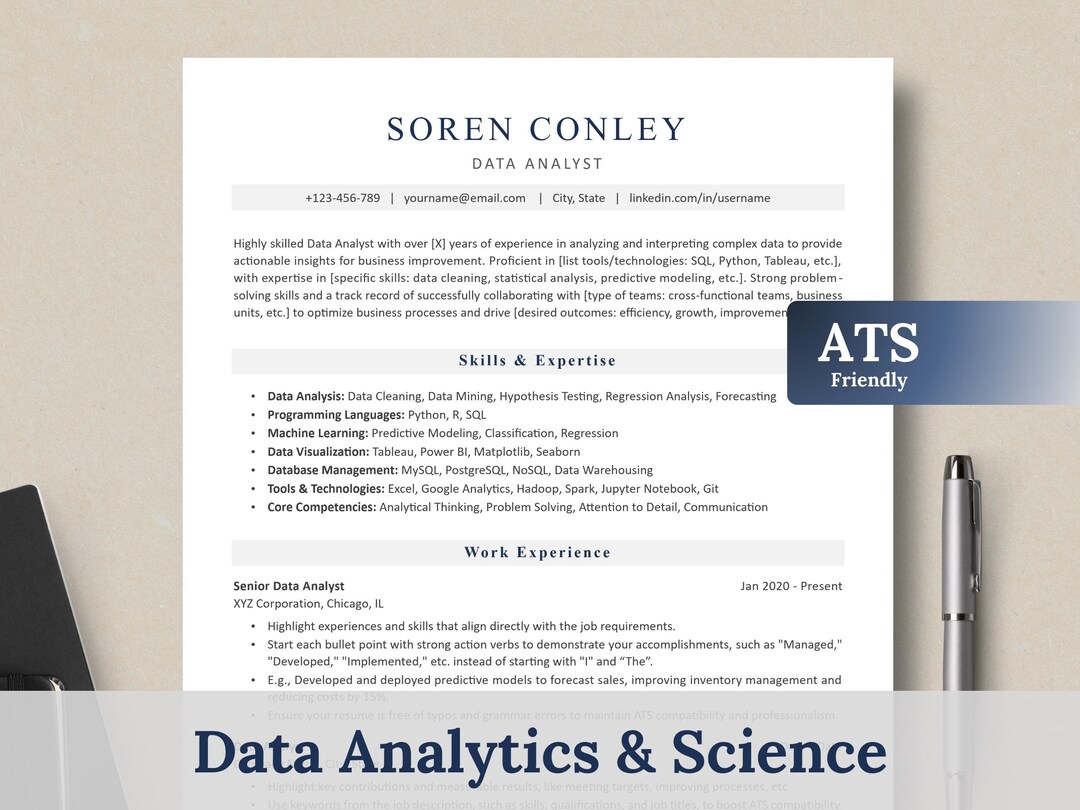 Data Analyst Resume Template & Cover Letter, Data Scientist, Business ...