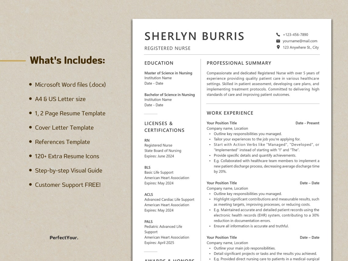 Modern Professional Resume License Highlighted for Nurse, Engineer ...
