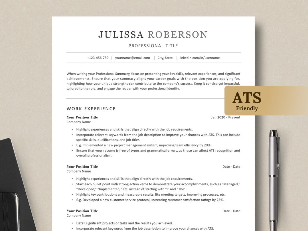 Clean Resume Template Word and Cover Letter, Minimalist CV Simple ATS ...